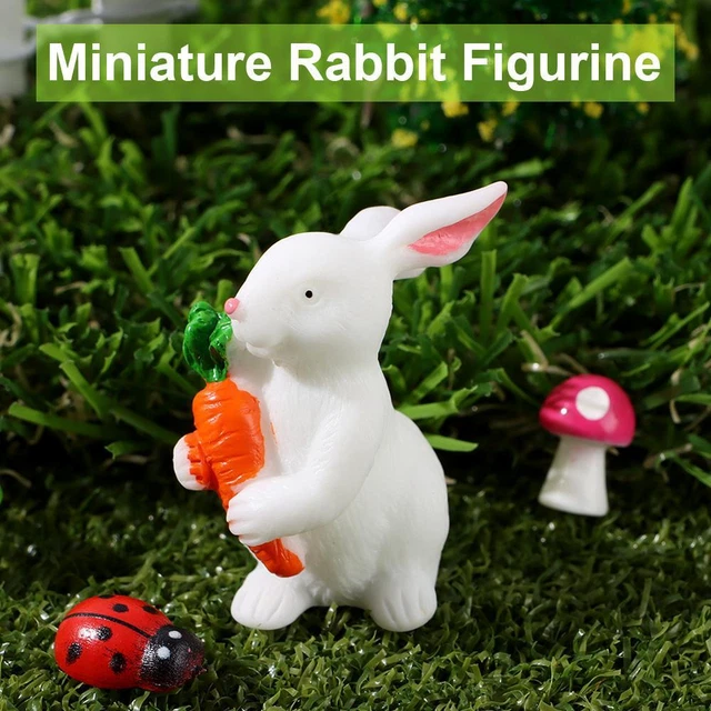 MICRO LANDSCAPE MINIATURE Rabbit Figurine Fairy Garden Resin Bunny ...