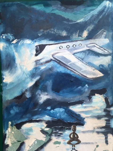 2 PAINTS 1980 Oil On Panel Cardboard Box to Identify Aircraft ...