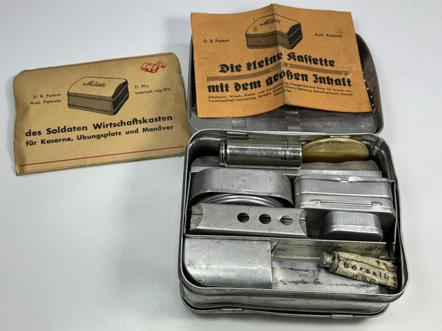 WEHRMACHT ORIGINAL MICA SOLDATEN WIRTSCHAFTSKASTEN 2. WK mit Inhalt ...
