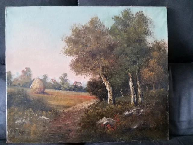 TABLEAU ANCIEN XIXÈME Huile Sur Toile Ecole Barbizon Signé EUR 120,00 - PicClick FR