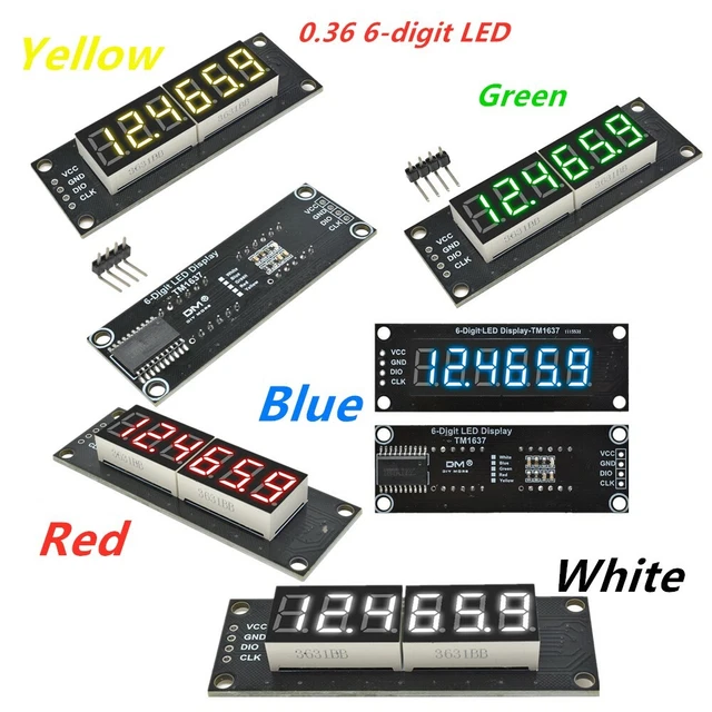 0.36&& 6-DIGIT LED Display Tube Modules 7-Segment TM1637 5-Volt $2.60 ...