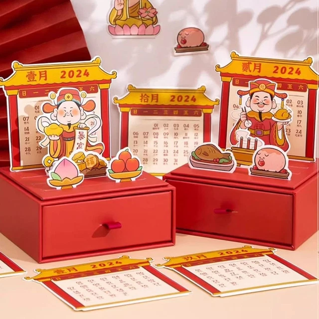 DESKTOP ORGANIZER 2024 Good Luck Desk Calendar Drawer Calendar Desktop ...