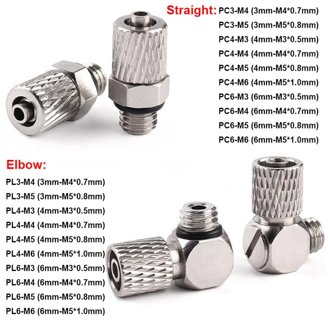 M3-M6 MALE THREADED Straight/Elbow Pneumatic Push In Fitting Pipe Tube ...