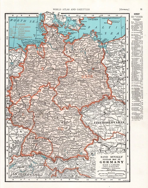 1942 ANTIQUE WARTIME Germany Map Vintage Map of Germany Occupation ...
