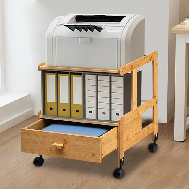 2 TIER PRINTER Stand Printer Cart Rack W/storage Shelf Wheels Office ...