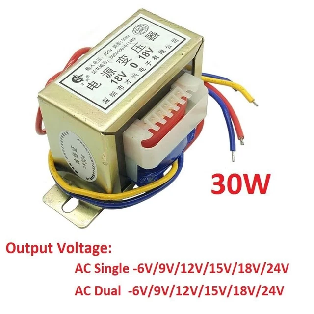EI66 30W POWER Transformer 220V TO 6V/9V/12V/15V/18V/24V/48V AC Single ...