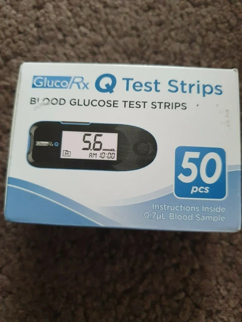 GLUCO RX Q Test Strips Monitoring Blood Glucose 50 test strips New ...