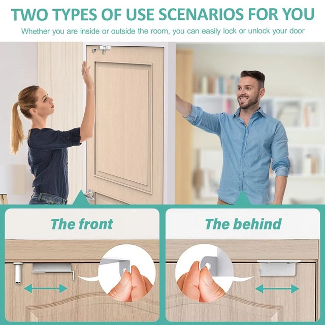 2X(ADJUSTABLE CHILD SAFETY Door Top Lock Metal Child Proof Door Top ...