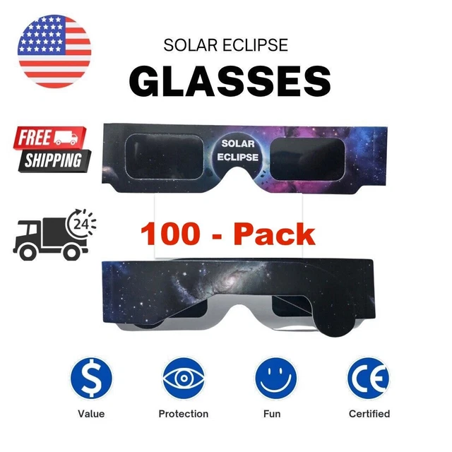 2024 SOLAR ECLIPSE Glasses - CE & ISO Certified (100 Pack) Bulk Order £ ...