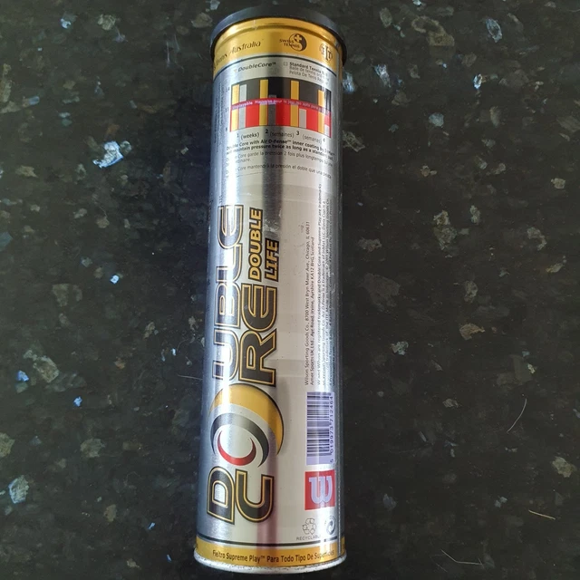 WILSON DOUBLE CORE Tennis Balls (4 Balls in a tin)-Davis Cup Official ...