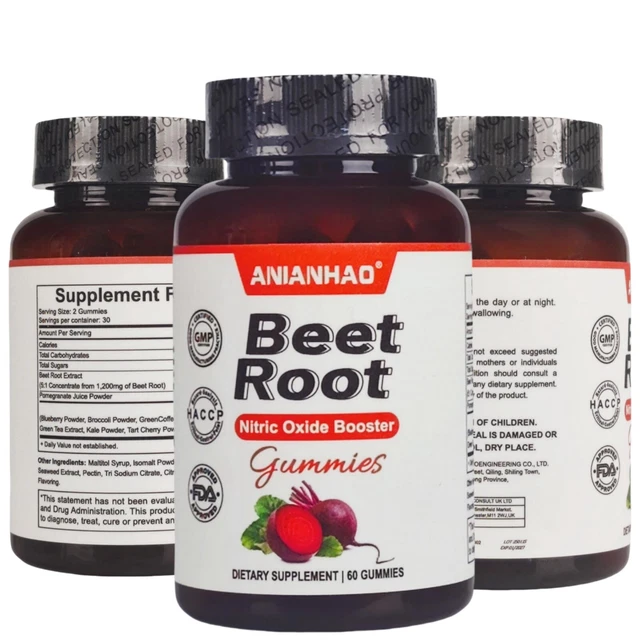 SUGAR FREE BEET Root Gummies 3000mg, Vegan Max Strength Nitric Oxide ...