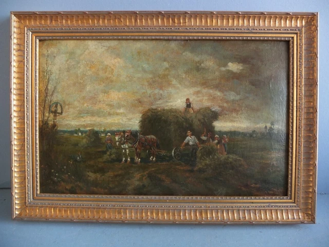 ÄLTERES GEMÄLDE, HEUERNTE mit vielen Personen, signiert, R.KAROL, München, 1900 EUR 126,75 ...