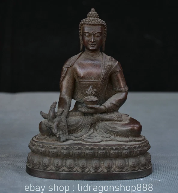 SCULPTURE DE STATUE de Shakyamuni Amitabha en Bronze du bouddhisme chinois 6.6" EUR 399,00 ...