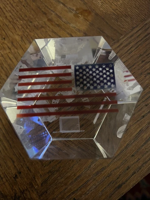 PHILADELPHIA LASER ETCHED Crystal Glass Hexagon Paperweight with ...