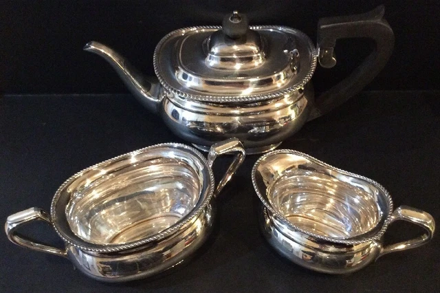 VINTAGE EPNS SILVER Plated 3-Piece Tea Set, EH Parkin & Co Teapot ...