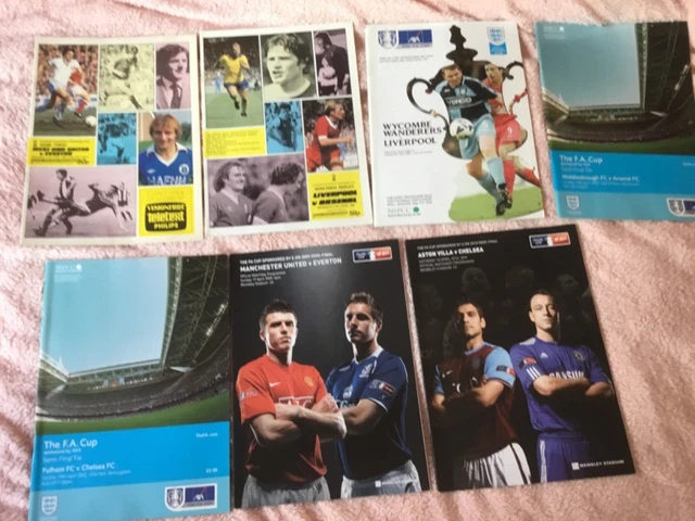 7 X FA Cup Semi Final Programmes Aresenal Chelsea Liverpool Man United ...