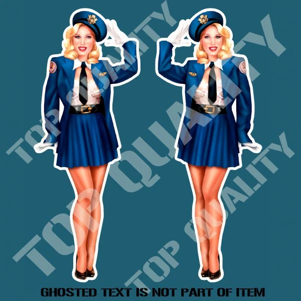 RETRO PILOT PIN Up Girls Mirrored Decal Sticker Set Hot Rod Rat Rod ...
