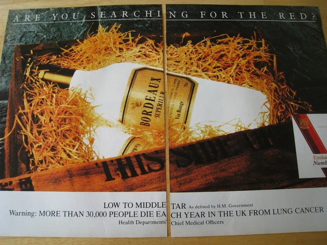 EMBASSY NUMBER 1 Cigarettes Poster Advert Ready Frame A4 X 2 Size File ...