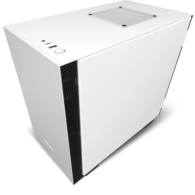 NZXT - H210 Mini ITX Tower Case with Tempered Glass - White and Black ...