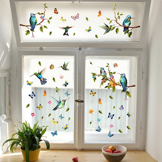 CUTE BIRD AND Butterfly Glass Door Window Wall Stickers for Children's ...