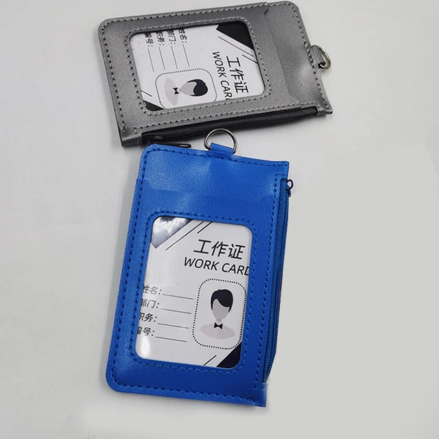 PORTA BADGE PORTA carte d'identità verticali in pelle PU con cerniera e ...