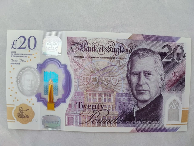 KING CHARLES £20 Bank Note with very low serial number EH01 000070 £ ...