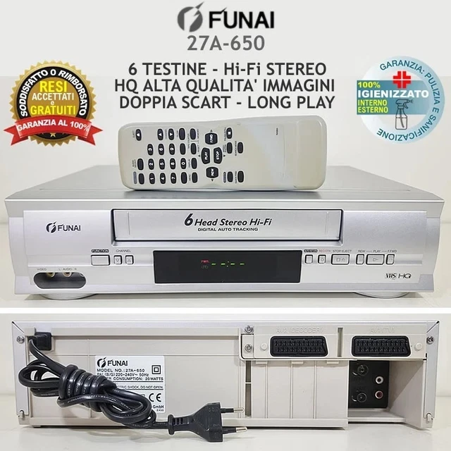 VIDEOREGISTRATORE VHS FUNAI 27A-650 Lettore Cassette Vintage Vcr ...