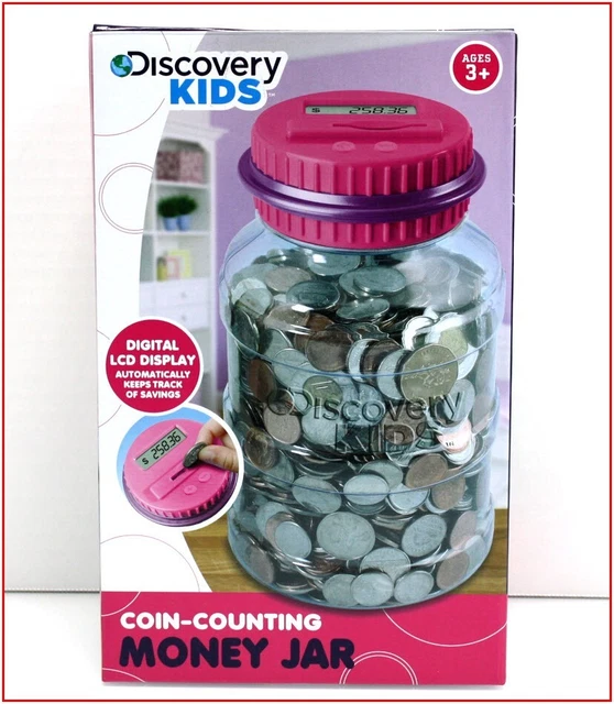 DISCOVERY KIDS AUTOMATIC Coin COUNTING Money Jar Bank - Digital - PINK ...