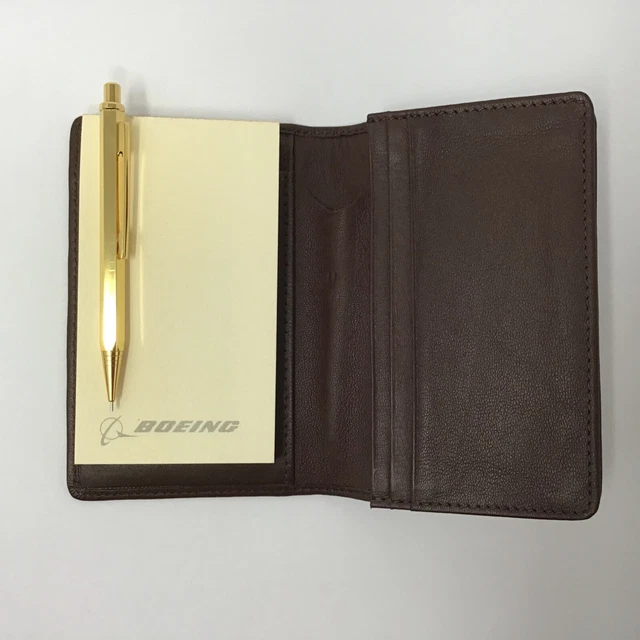 VINTAGE BOEING GOLD color mini pencil & little notes book in leather ...
