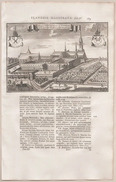 ABDIJ VAN SINT-CORNELIUS En Sint-Cyprianus Belgium Sanderus Copperplate ...