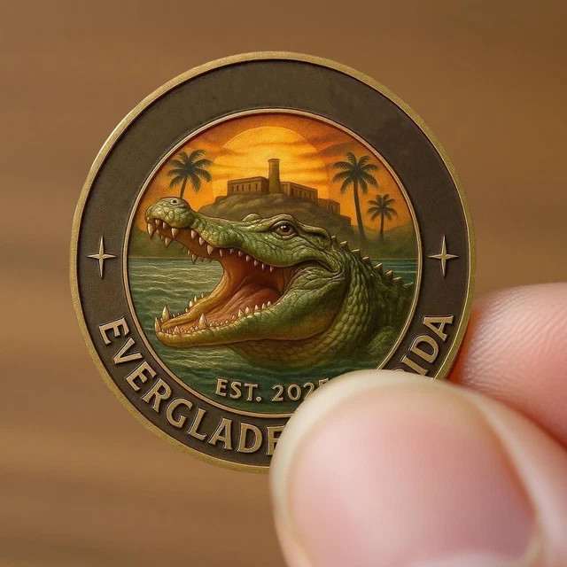ALLIGATOR ALCATRAZ HUMOR Collectible Coin, 2025 Florida Everglades ...