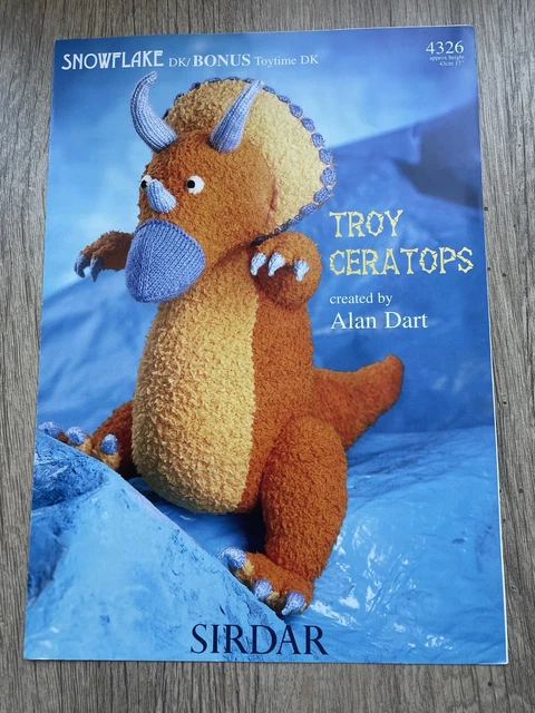ALAN DART KNITTING Pattern Dinosaur Troy Ceratops £12.50 - PicClick UK