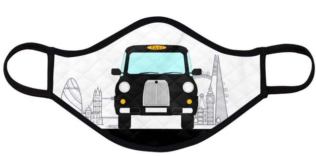 LONDON CABBIE BLACK Cab Taxi with Big Ben Tower Bridge Face Mask ...