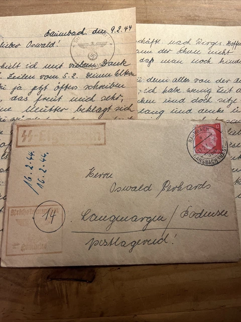 RARE WW2 GERMAN Feldpost Letter from Soldier or family Luftwaffe Lli ...