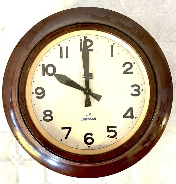 RARE PENDULE MURALE Lip Ericsson En Bakelite Horloge Électrique Wall ...