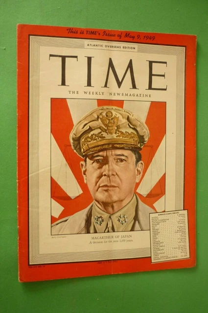 TIME MAGAZINE 9 Mai 1949 Général Douglas MacArthur Du Japon Dugout Doug ...