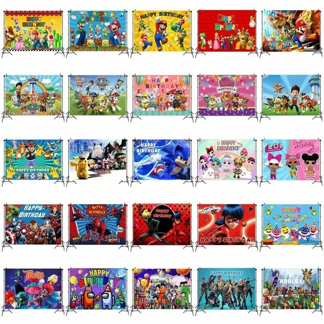 THEMED BIRTHDAY THEMED Backdrop Wall Banners Birthday Party Photo ...