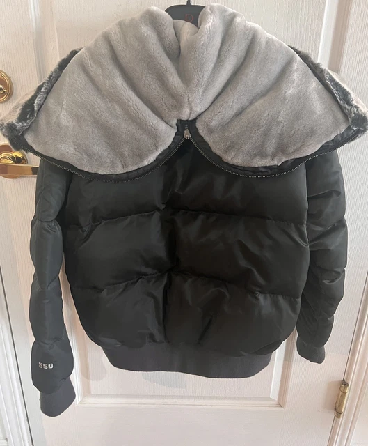 RARE Y2K CHARCOAL The North Face Puffer Bomber 550 Jacket w Angel Wing ...