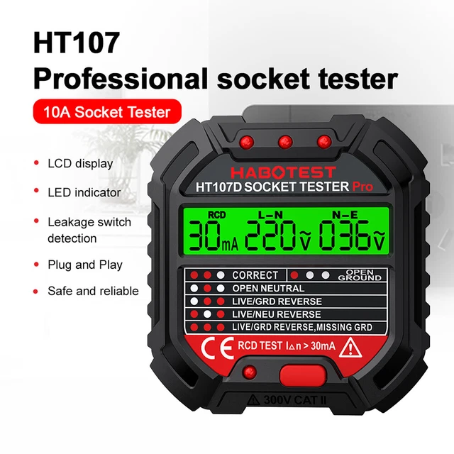 Digital Multimeter With Display Socket Tester Abs For Test Socket Ht107d 1671 Picclick Ca 