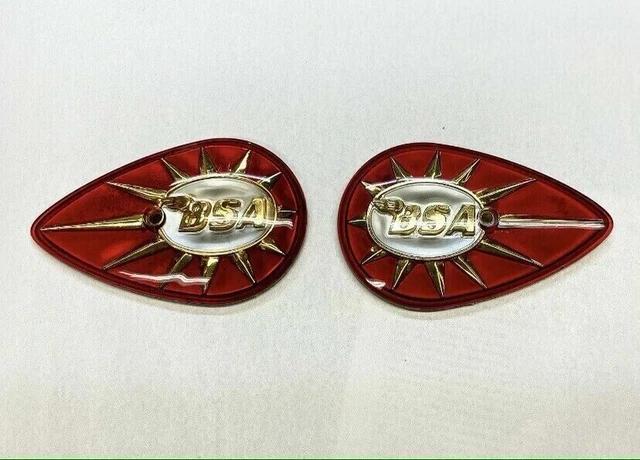 BSA PAIR OF TEAR DROP GAS TANK BADGE Emblem JF 4212 A65 A50 Models £76. ...