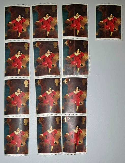 15X UNUSED LAWRENCE Harrison Paintings 4d Stamps GREAT BRITAIN unused ...