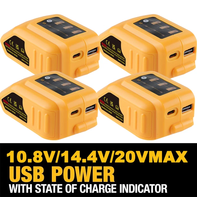4×DCB094K ADAPTER FOR Dewalt Cordless 18V / 20V USB port/Type C fast ...