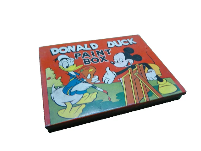 DISNEY DONALD DUCK Paint Box Transogram tin container 1940s era most ...