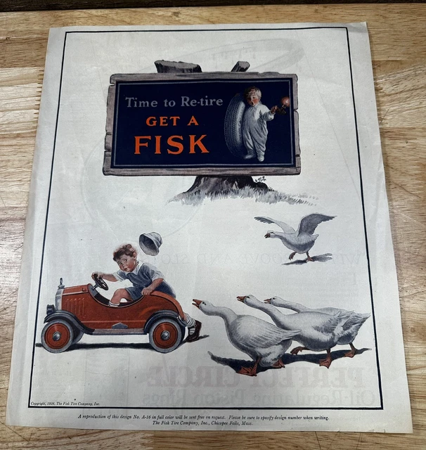 THE FISK TIRE Company “Time To Re-tire, Get A Fisk” Advertising Print ...