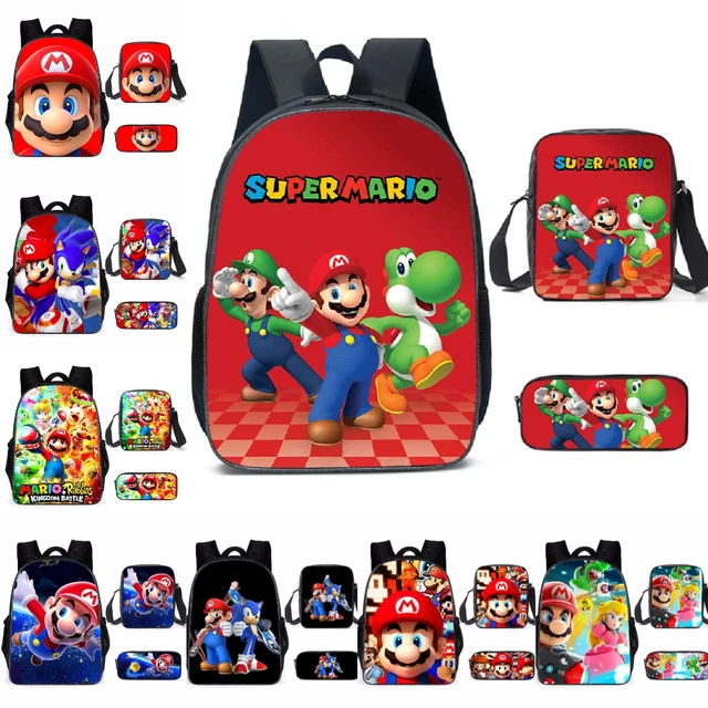 SUPER MARIO BROS Movie Game Kids School Backpack Cooler Lunch Bag Pen ...