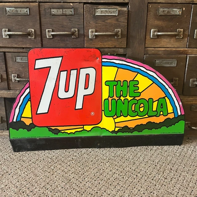 VINTAGE 7UP SEVEN-UP 1971 “The Uncola” Flange Advertising Sign Peter ...