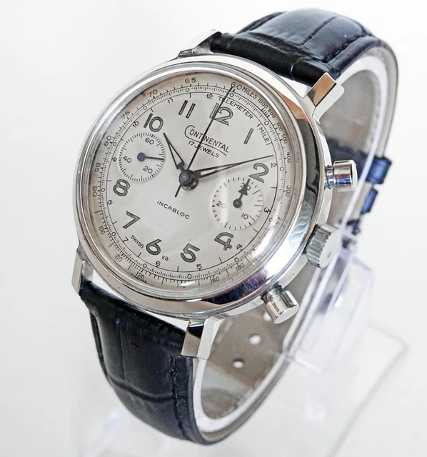 VINTAGE 1958 CONTINENTAL Bi-Compax Chronograph Watch, Venus 188, Full ...