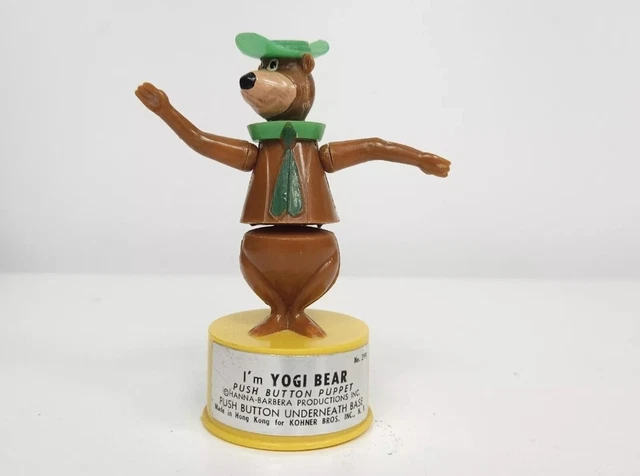 VINTAGE YOGI BEAR Hanna Barbera Kohner Push Button Puppet Toy Hong Kong ...