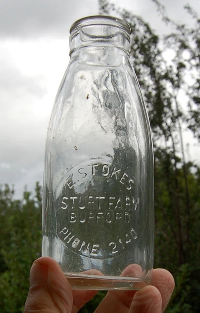 MILK BOTTLE : lovely 1950's Stokes ( Sturt Farm ) Burford dairy 1/2 £6. ...