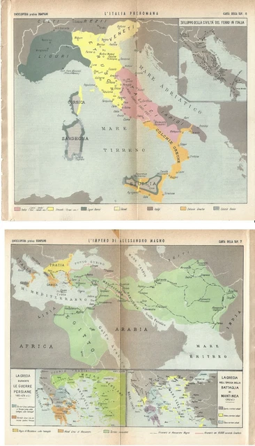 ANTIQUE MAP ITALY PRE ROME EMPIRE ALESSANDRO THE GREAT 1940 Antique map ...